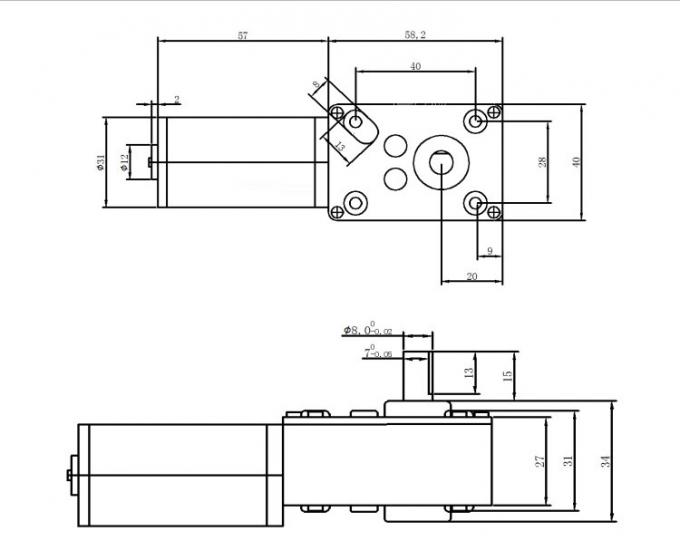5840 31zy DC Worm Gear Motors Type D Shaft 24v Gear Motor With Encoder