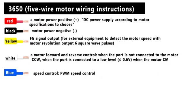 3650 BLDC Motor Wiring Guide: 5-Wire and 6-Wire Configurations