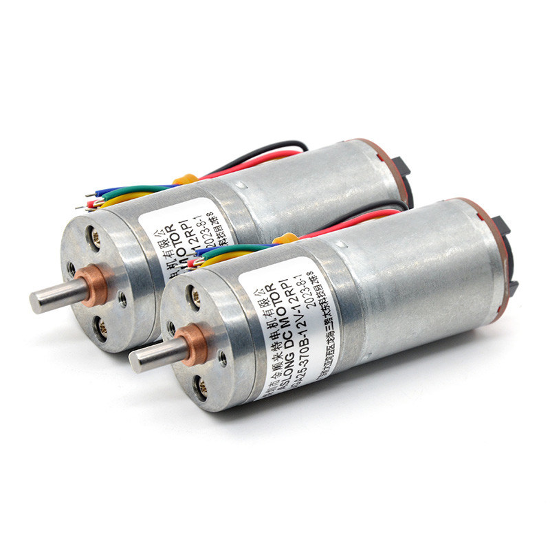 ASLONG Small DC Hall Encoder Motor JGA25-370B 37mm 6/12V 8.6-1363RPM ...