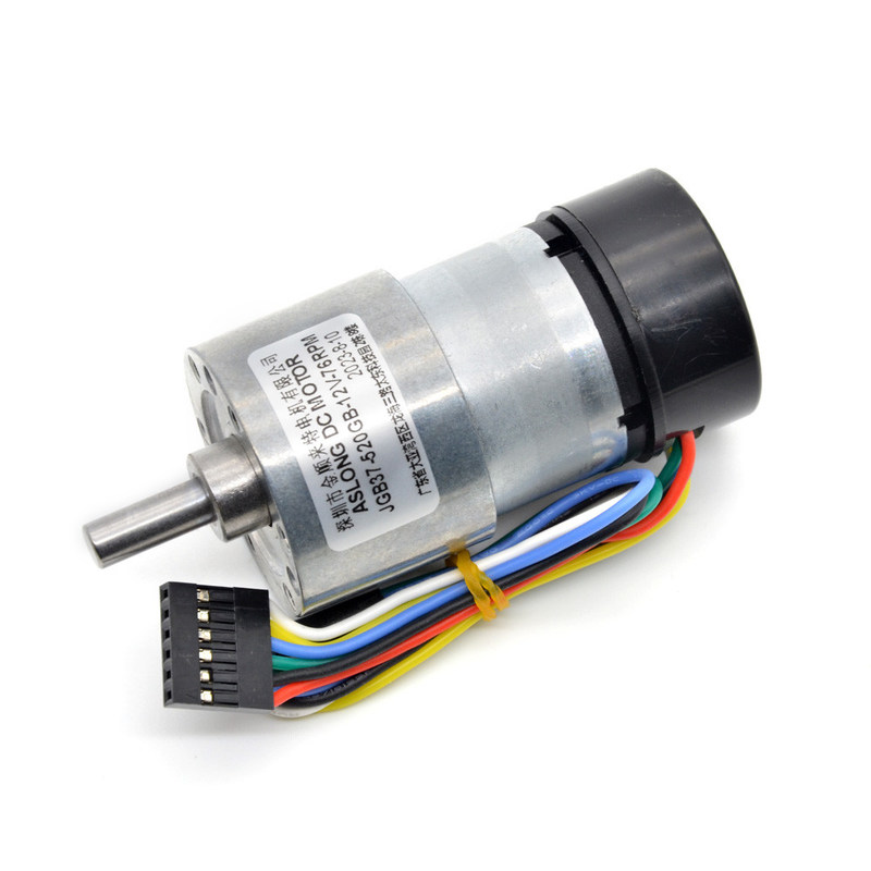 Hall Encoder DC Deceleration Motor With Rear Cover JGB37-520GB Dc Gear ...