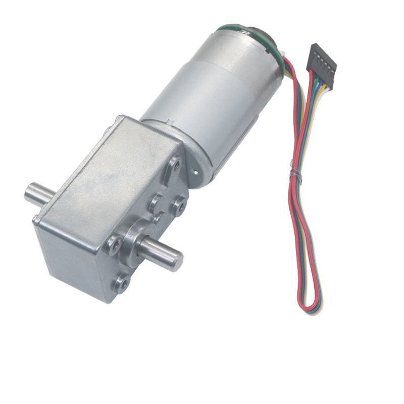Double Shaft 12V High Torque Worm Gear Motor With Encoder Self Locking ...